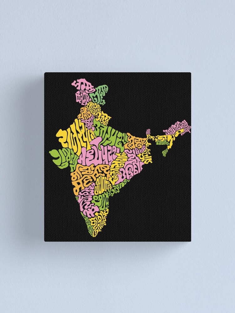 "India map with all Indian states names lettering. Bharat map ...