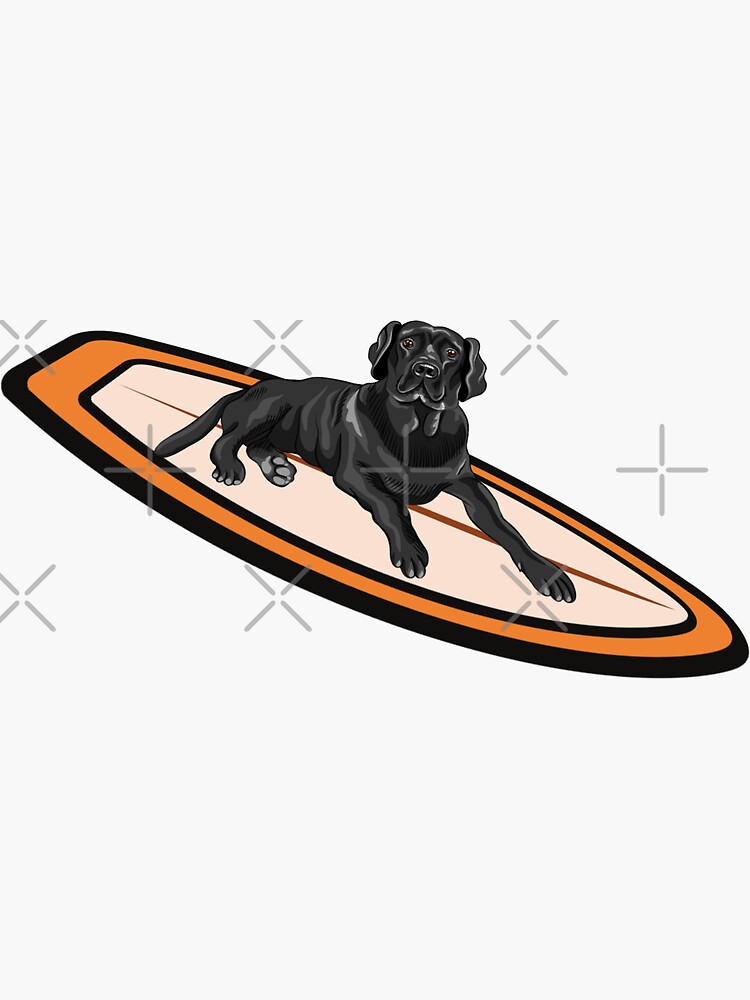 "Black Lab On Surfboard - Surfer Dog Lovers Gift" Sticker for Sale by ...