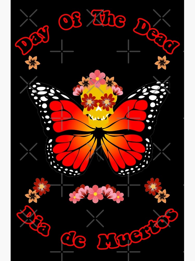 Póster «Bonito Mashup de Calavera de Azúcar de Mariposa Monarca del Día ...