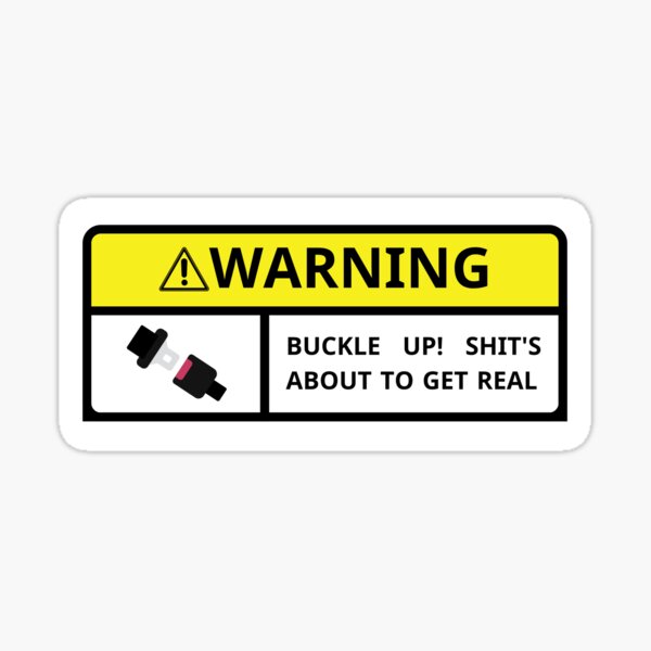 "Buckle Up! Shit's About To Get Real Funny Bumper Sticker Label Vinyl ...