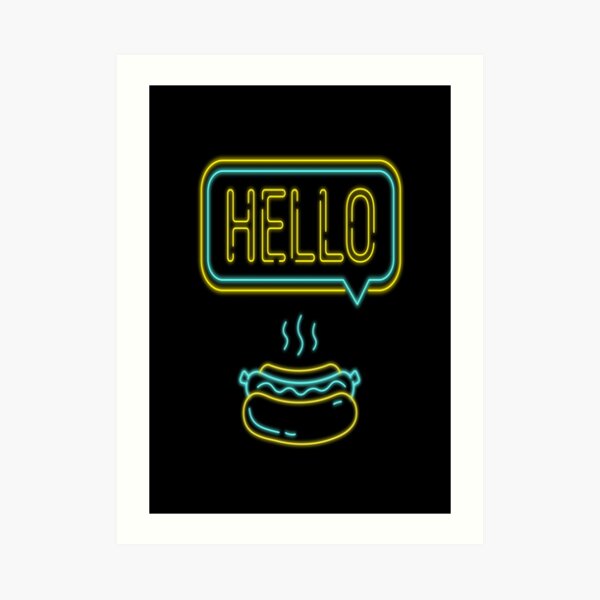"hotdog funny neon typography illustration ,hello hotdog neon ...