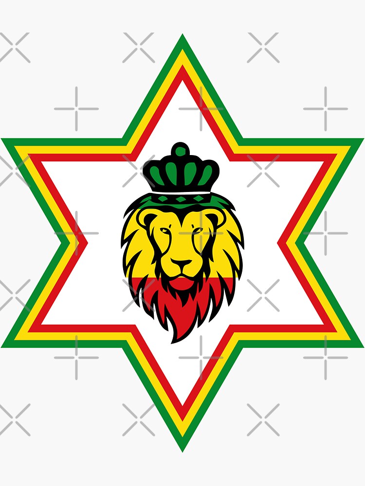 "Rasta Lion Of Judah Star Of David" Sticker by designandclouds | Redbubble