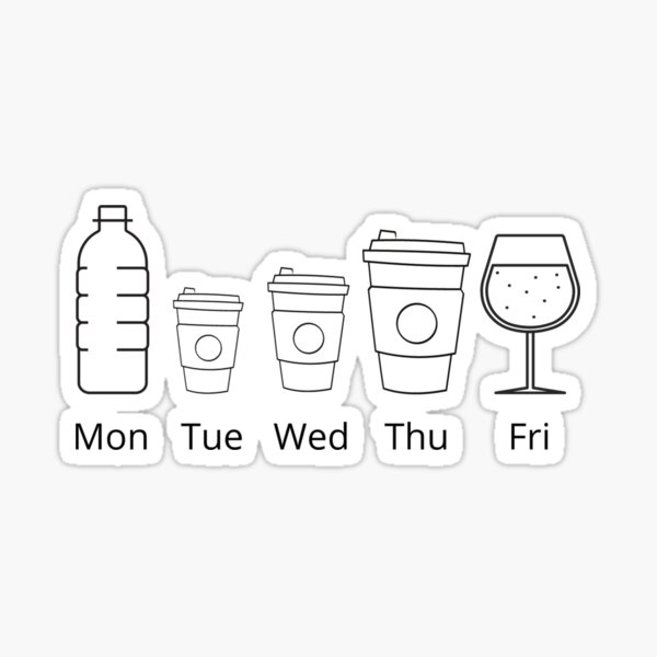 "Monday-Friday Coffee Sticker and Pin" Sticker for Sale by ...