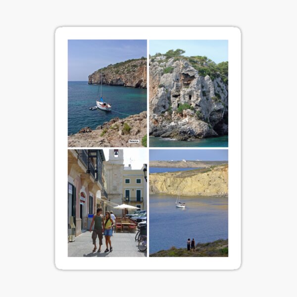 "Menorca Collage 02 - Labelled" Sticker by RodJohnson | Redbubble