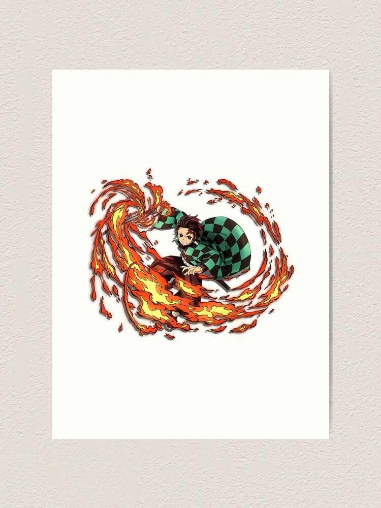 "Demon slayer tanjiro fire breathing" Art Print by camilavg | Redbubble