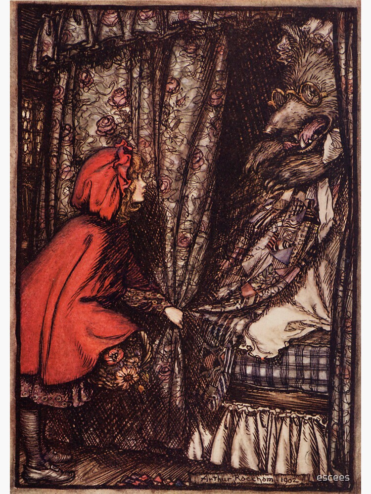 "Little Red Riding Hood and Big Bad Wolf - Arthur Rackham Art ...