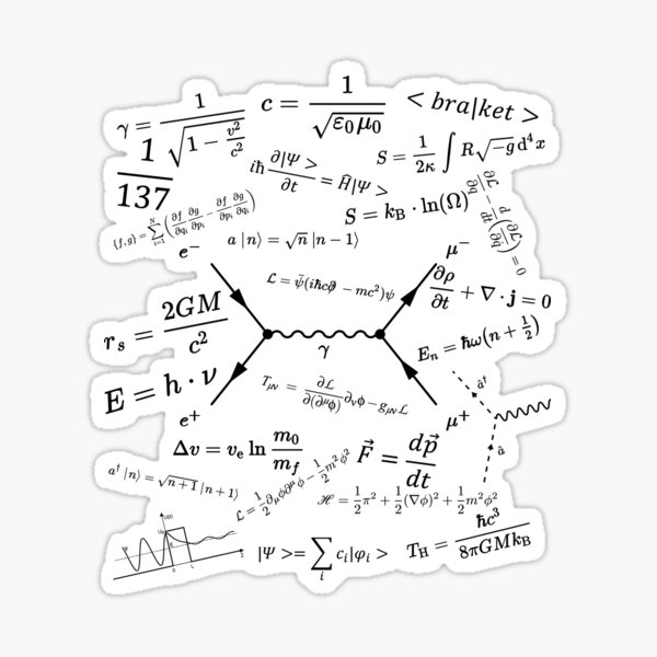 "physics equations and diagrams dark version" Sticker for Sale by ...