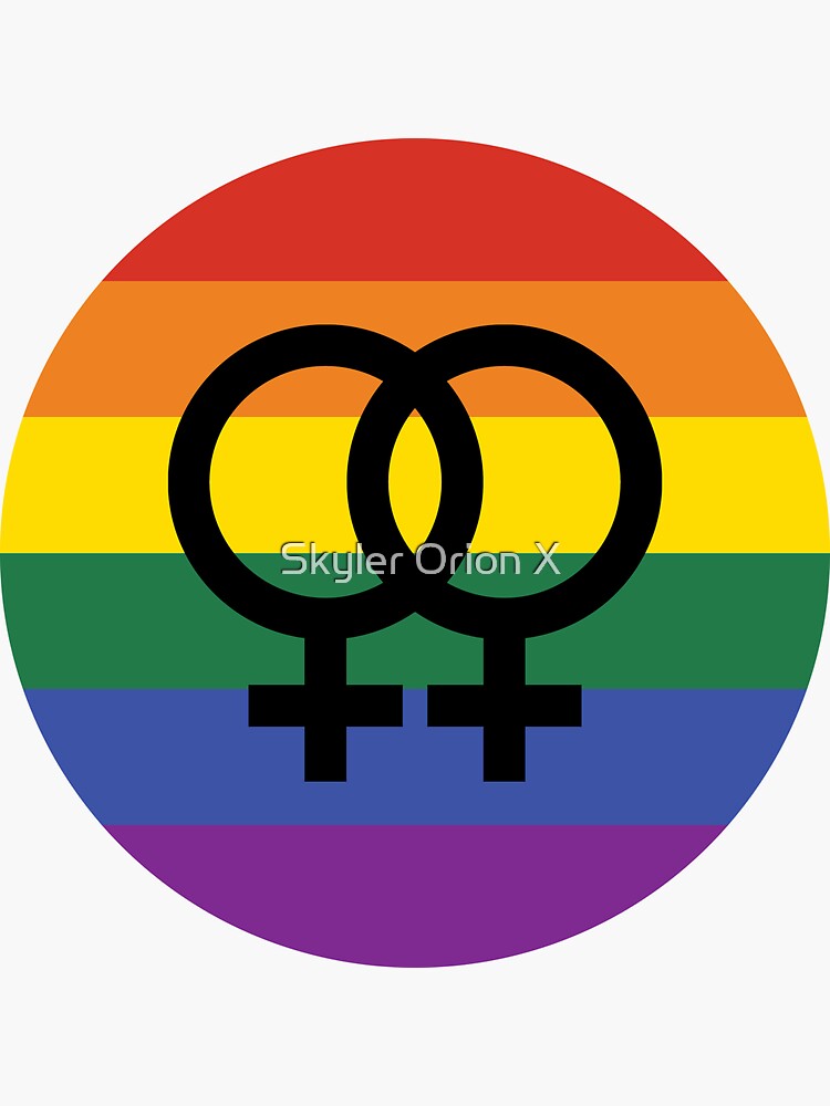 "wlw, interlocking symbols over rainbow flag" Sticker for Sale by ...