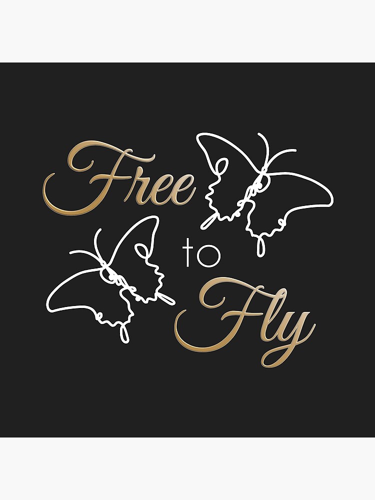 "Christian Design - Free to Fly in Gold font and Scribble Butterflies ...