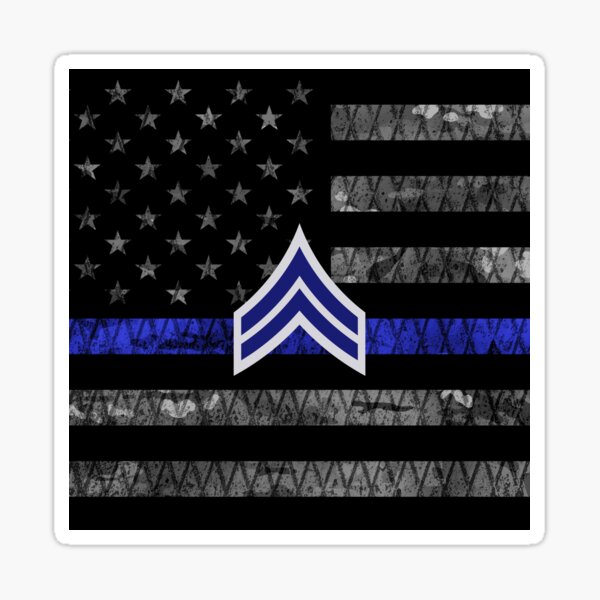 "Corporal Stripes Thin Blue Line Distressed Flag" Sticker for Sale by ...