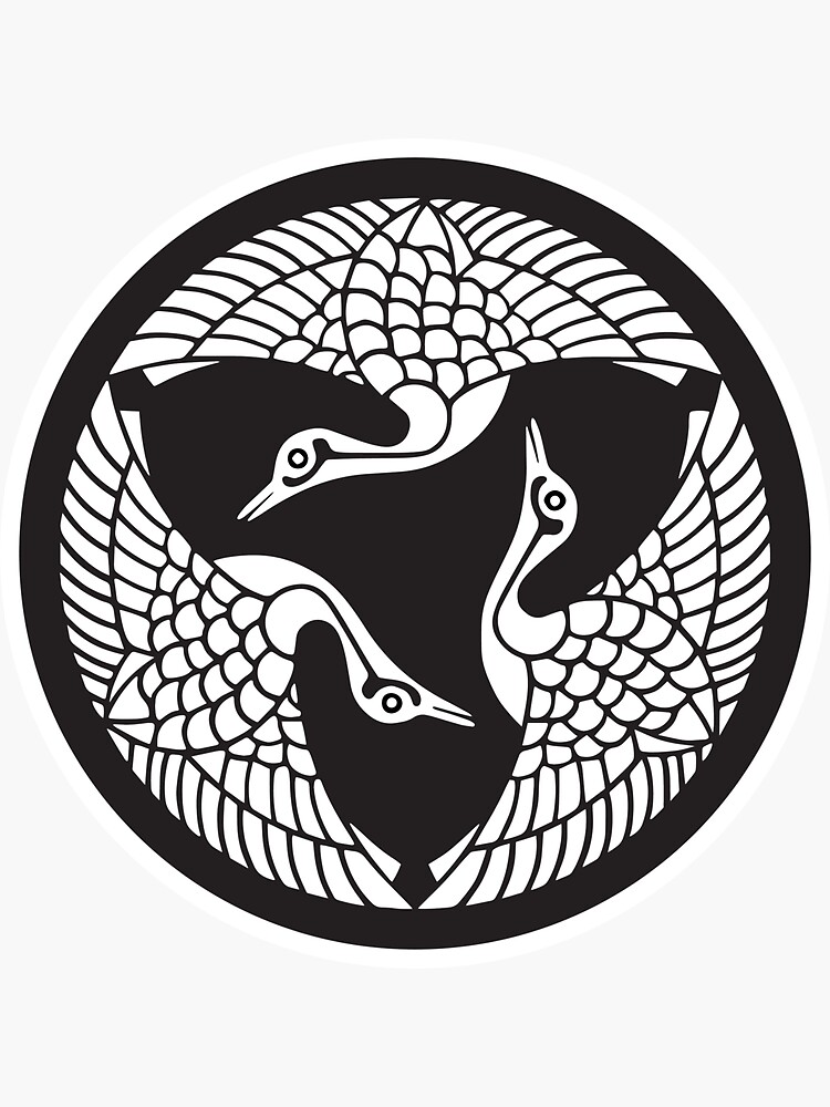 "Triple Crane Crest Asian Symbol" Sticker for Sale by signsandsymbols ...