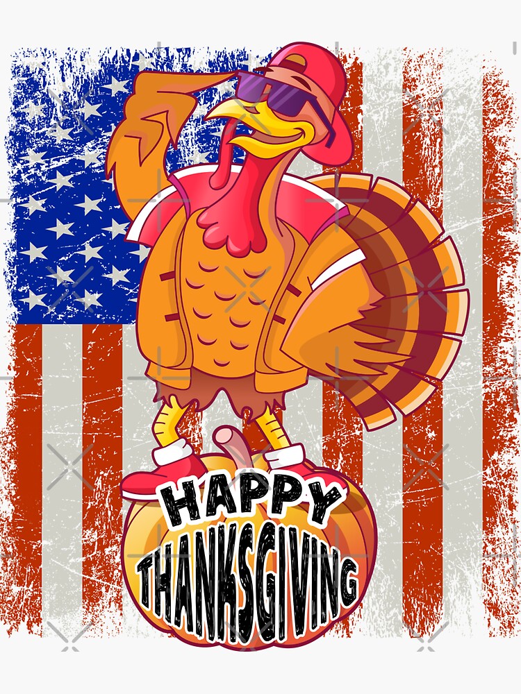 Pegatina «Feliz Día de Acción de Gracias Pavo Día de Acción de Gracias ...