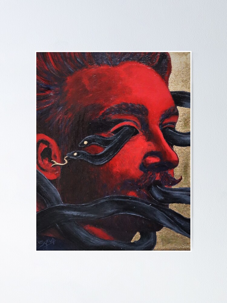 "Surreal Snake Whispering into Man's Ear" Poster by SarahSyrupArt ...