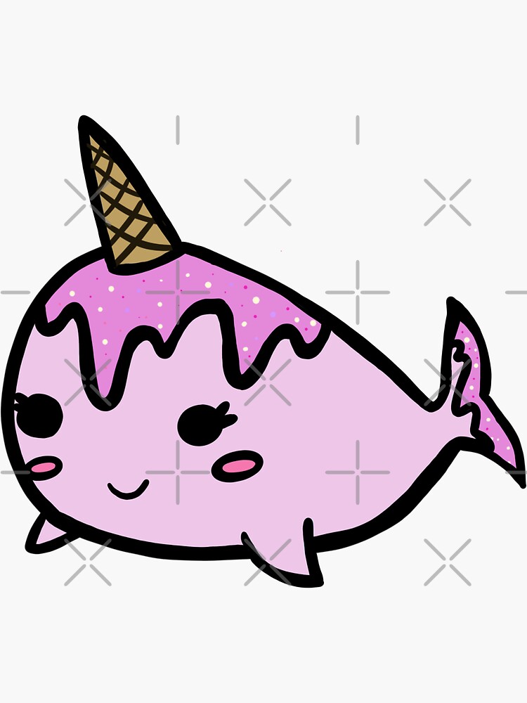 "Cute Pink Kawaii Ice Cream Cone Narwhal " Sticker for Sale by pasteldreams26 | Redbubble