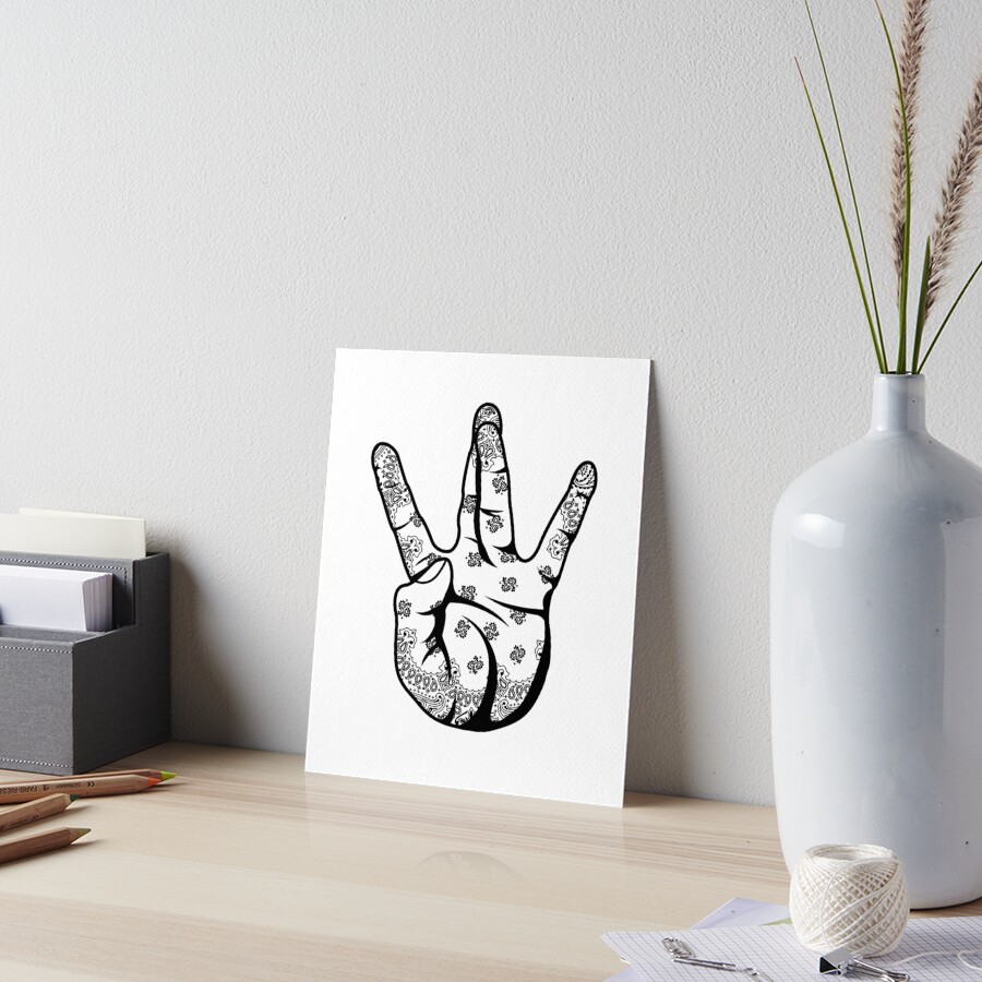 "Westside Bandana Gangsta Hip Hop Hand Sign" Art Board Print for Sale ...