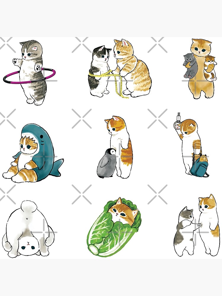 "Mofu Sand Cute Cat Drawing Pattern and Pack" Poster by ArcticDreams ...