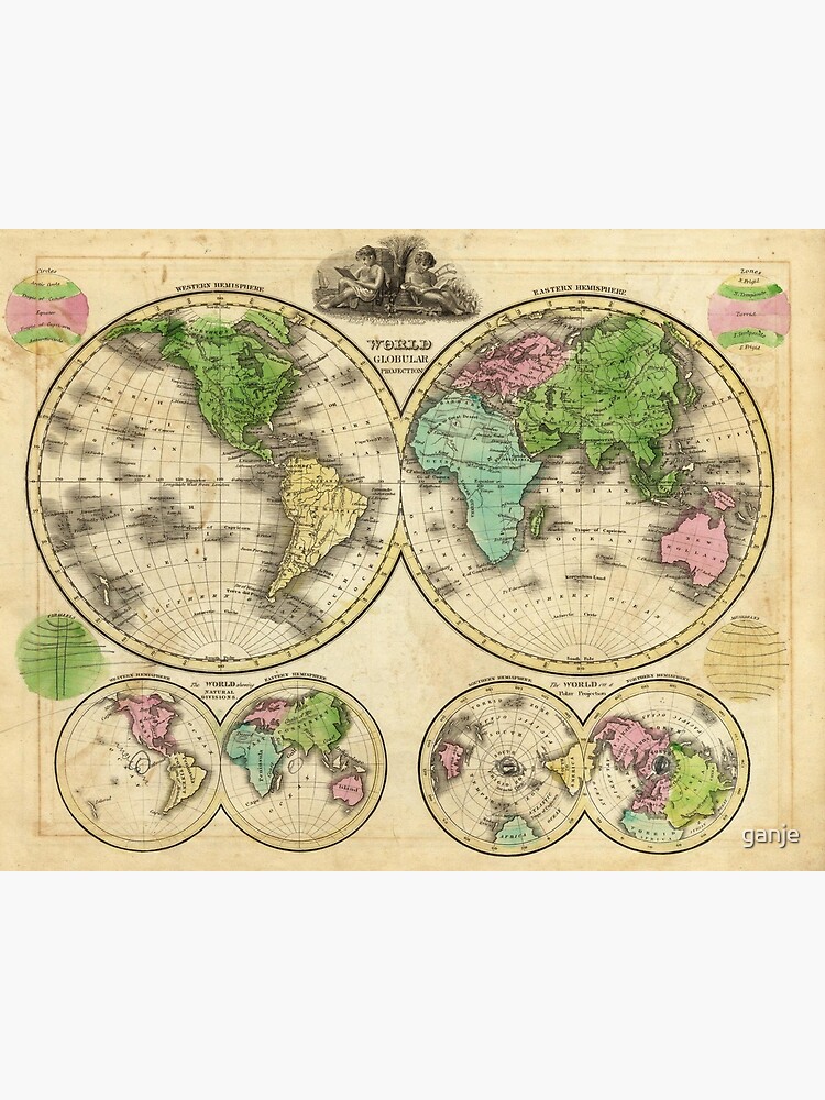 Old Map of the World in 1842 Premium Matte Vertical Poster sold by ...