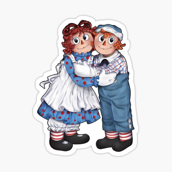 "raggedy ann and andy (full shading)" Sticker for Sale by ...