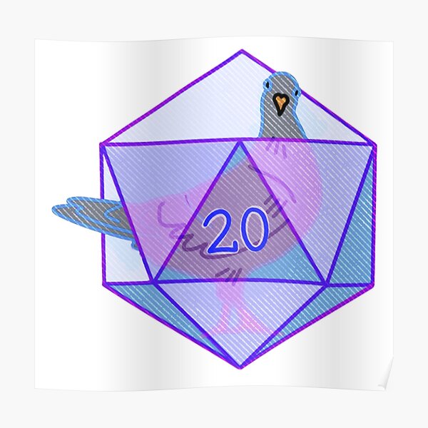 "Meta-Gaming Pigeon | TTRPG Art | DnD D20 Illustration " Poster for ...