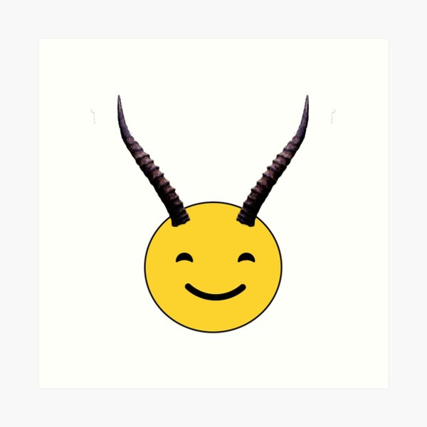 "Happy Smiley face with horns" Art Print by PenBrond | Redbubble