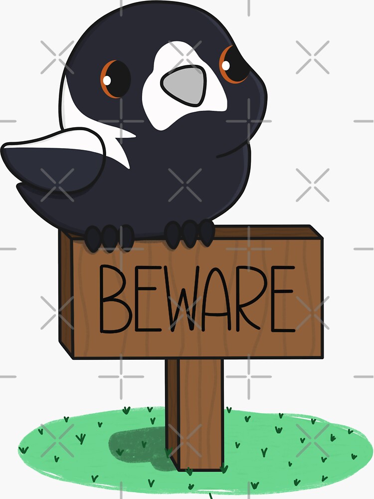 "Beware Magpie Territory" Sticker for Sale by SofiaSava01 | Redbubble