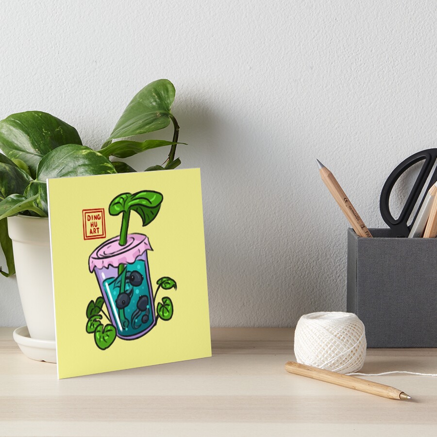 "Boba Tea Tadpole" Art Board Print for Sale by DingHuArt | Redbubble