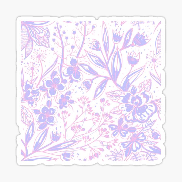 "Pastel Flowers Purple Pink Blue Floral" Sticker for Sale by ...