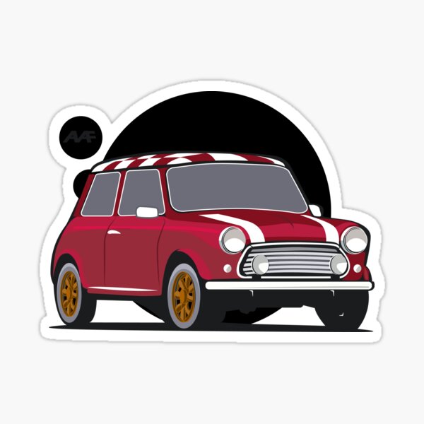 "Classic Mini Cooper Red" Sticker by mikearana | Redbubble