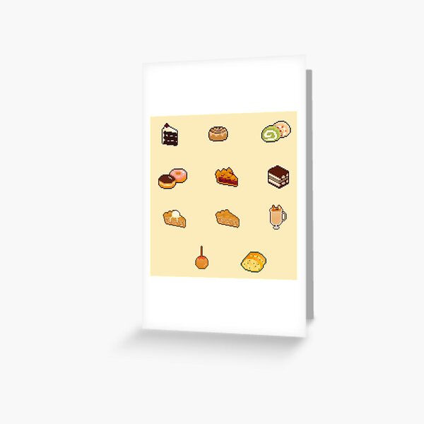 "Cute desserts + garlic bread pixel art" Greeting Card by tifft | Redbubble