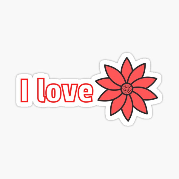 "Lettering I lobe flower in red drawing" Sticker by DesignbyKlages ...