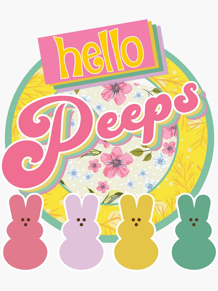 "Hello Peeps Easter Retro" Sticker for Sale by vastscreen | Redbubble