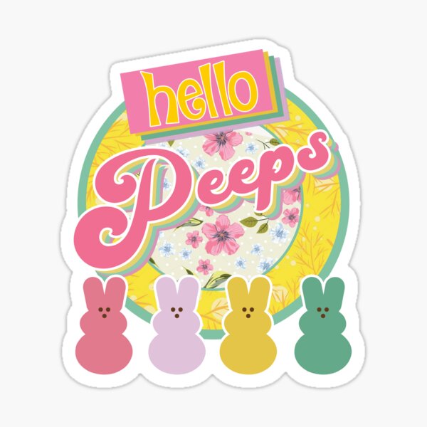 "Hello Peeps Easter Retro" Sticker for Sale by vastscreen | Redbubble