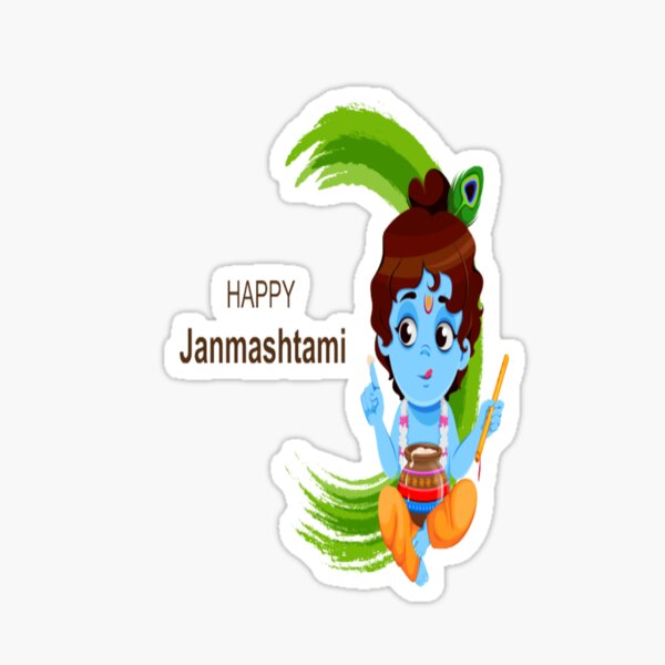 "Happy krishna janmashtami sticker and T-shirt" Sticker for Sale by ...