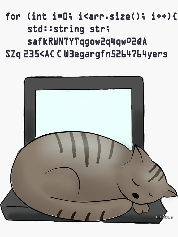 "Coding Cat" Sticker for Sale by catious | Redbubble