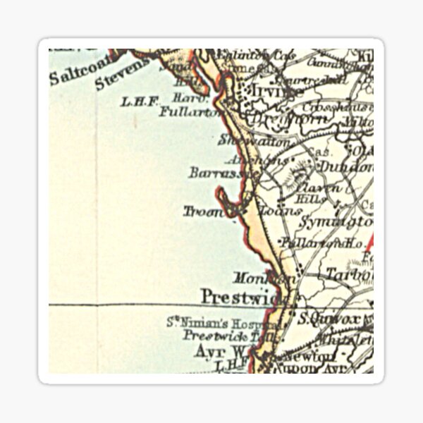 "TROON & surrounding area map 1899" Sticker for Sale by yourscotland ...