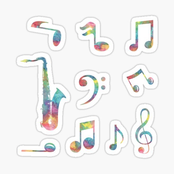 "Saxophone And Music Notes Sticker Pack" Sticker for Sale by ...