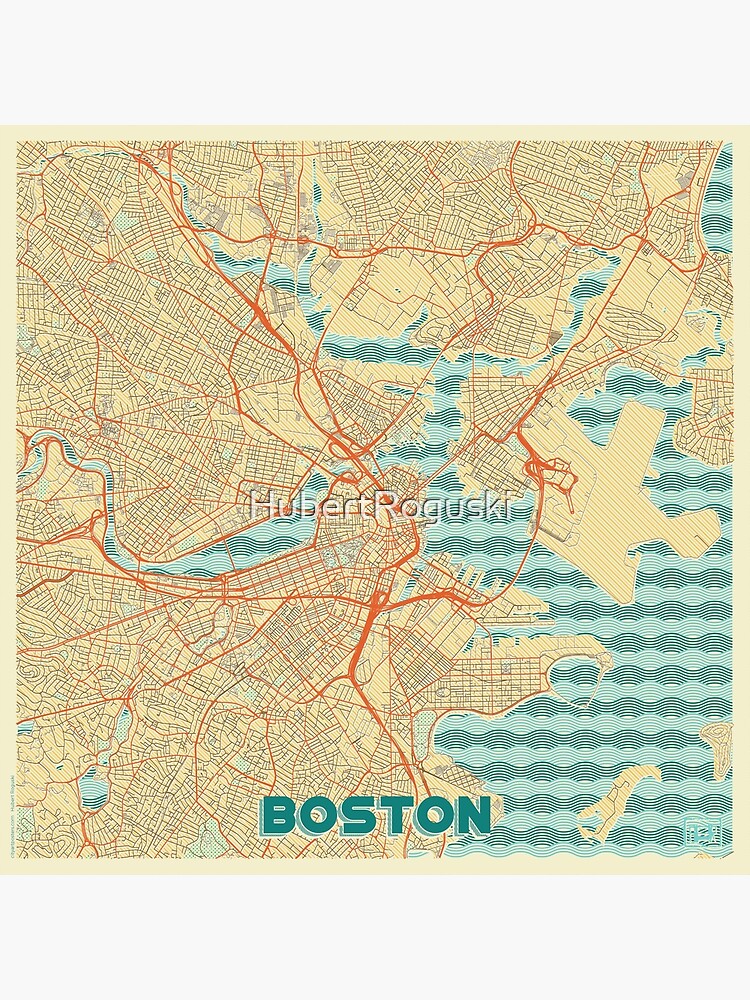 "Boston Map Retro" Art Print for Sale by HubertRoguski | Redbubble