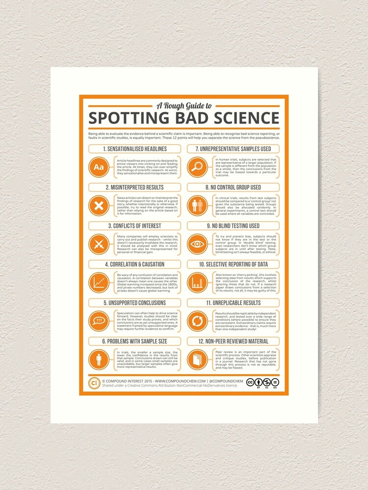 "A Rough Guide to Spotting Bad Science" Art Print by compoundchem ...