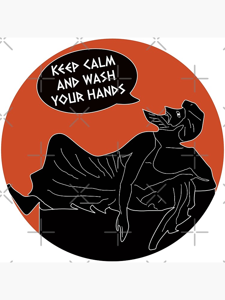 Lámina fotográfica «Mantén la calma y lávate las manos: chico del ...