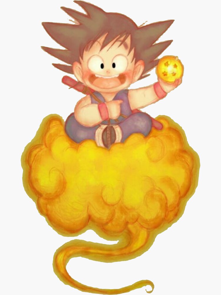 "Goku takes a magic cloud ride" Sticker for Sale by Cursed-Teemo ...