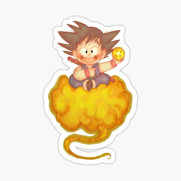 "Goku takes a magic cloud ride" Sticker for Sale by Cursed-Teemo ...