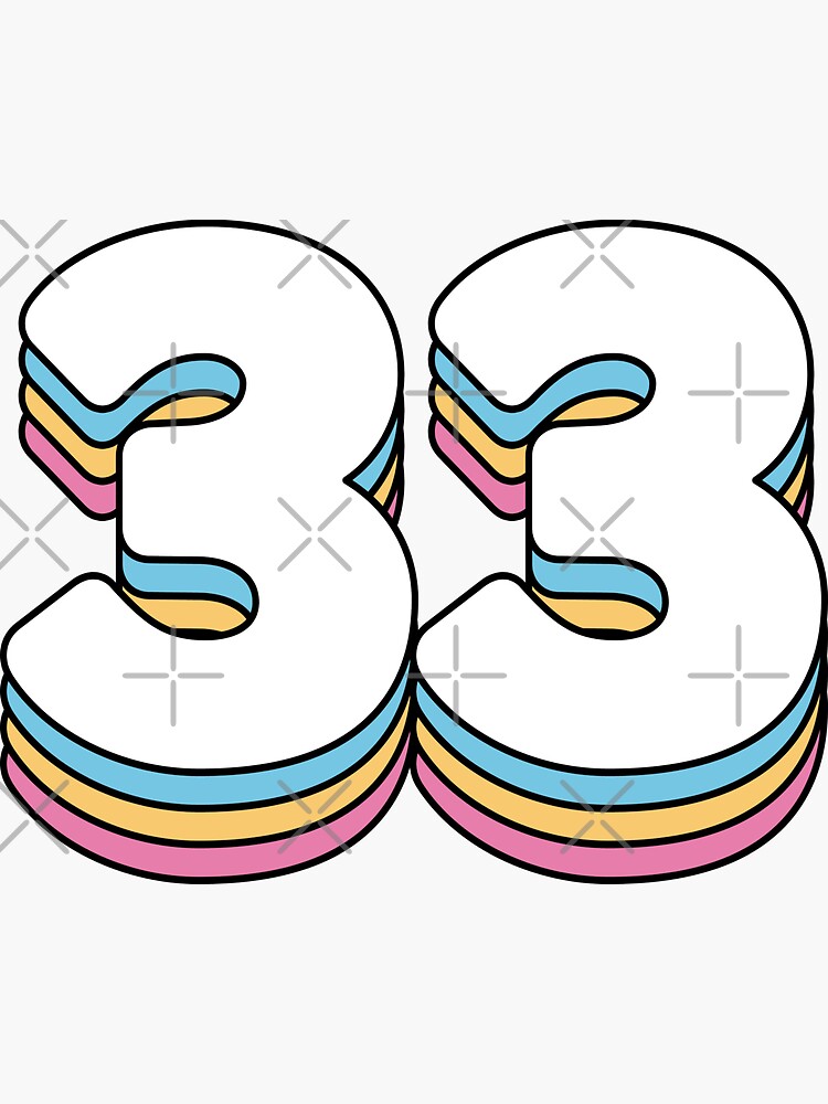 "33 number" Sticker for Sale by HanakiArt | Redbubble