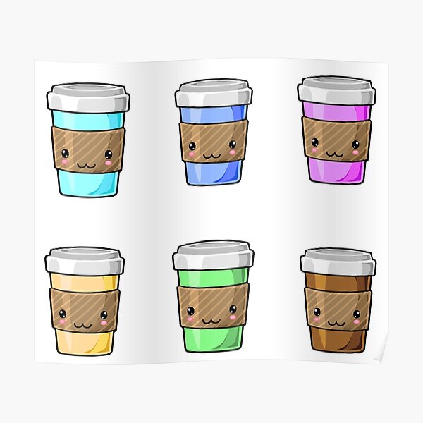 "Kawaii Coffee - Japanese style (mega sticker pack)" Poster for Sale by ...