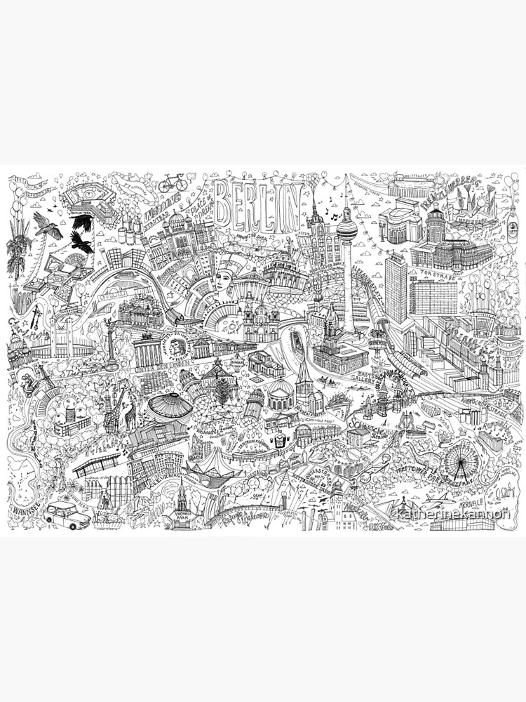 Illustrated Map drawing of BERLIN Premium Matte Vertical Poster sold by ...
