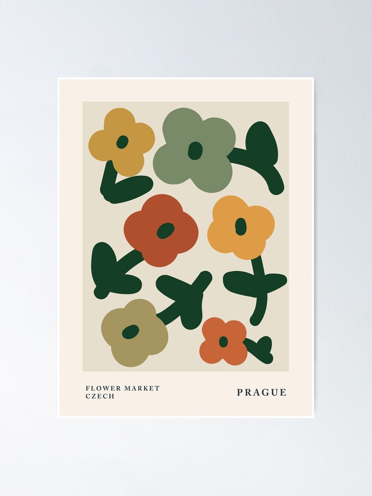 "Flower market print, Prague, Posters aesthetic, Abstract flowers ...