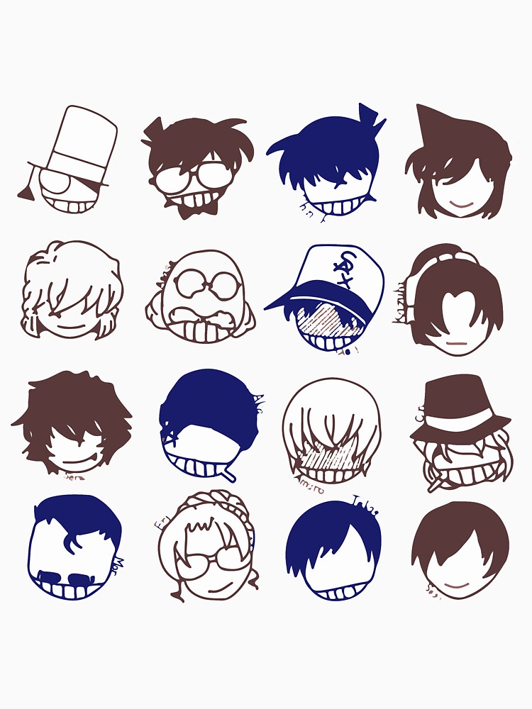 "Detective Conan character icons " T-shirt for Sale by rania28 ...
