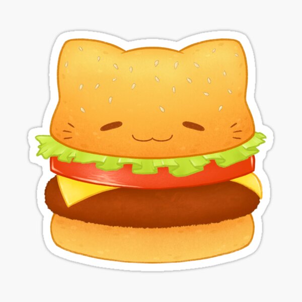 "Cat Burger" Sticker for Sale by Shanman-Art | Redbubble