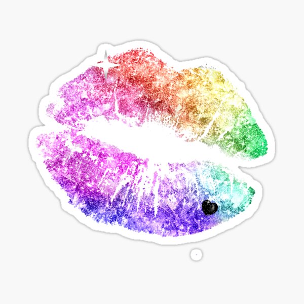 "Rainbow Crystal Makeup Lipstick Kiss Mark Love Girl" Sticker for Sale ...