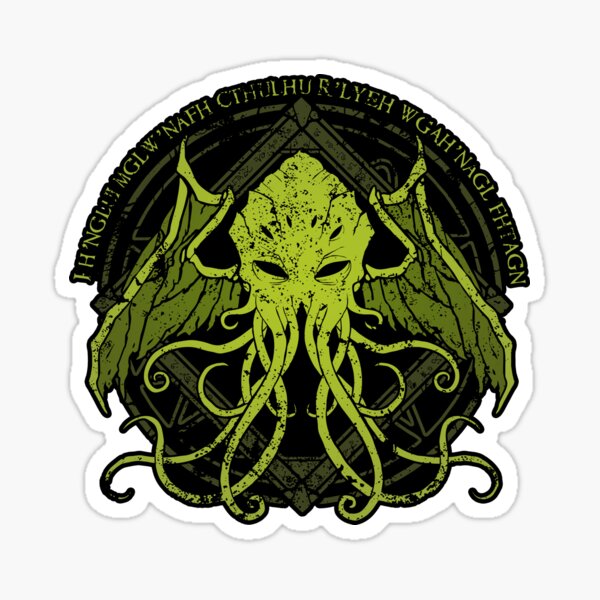 "Cthulhu - Lovecraft - Distressed chant design v2" Sticker for Sale by ...
