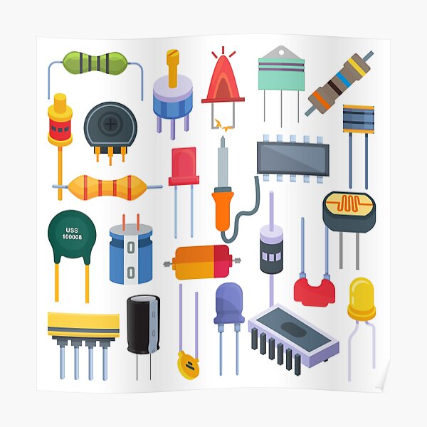 "Collection of Electronics components" Poster by EngineersArt | Redbubble